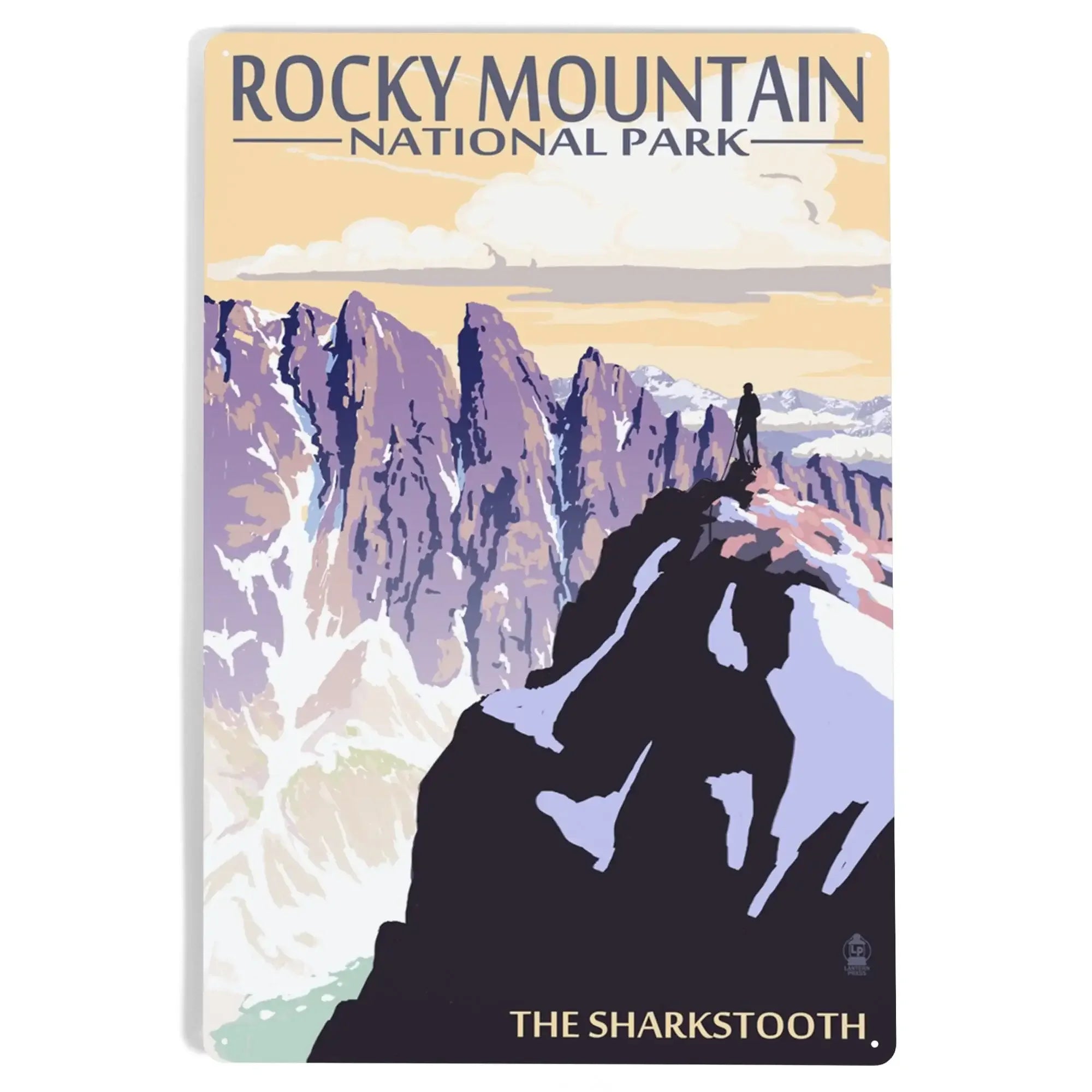 Rocky Mountain National Park, Montana, The Sharkstooth metal signs ...