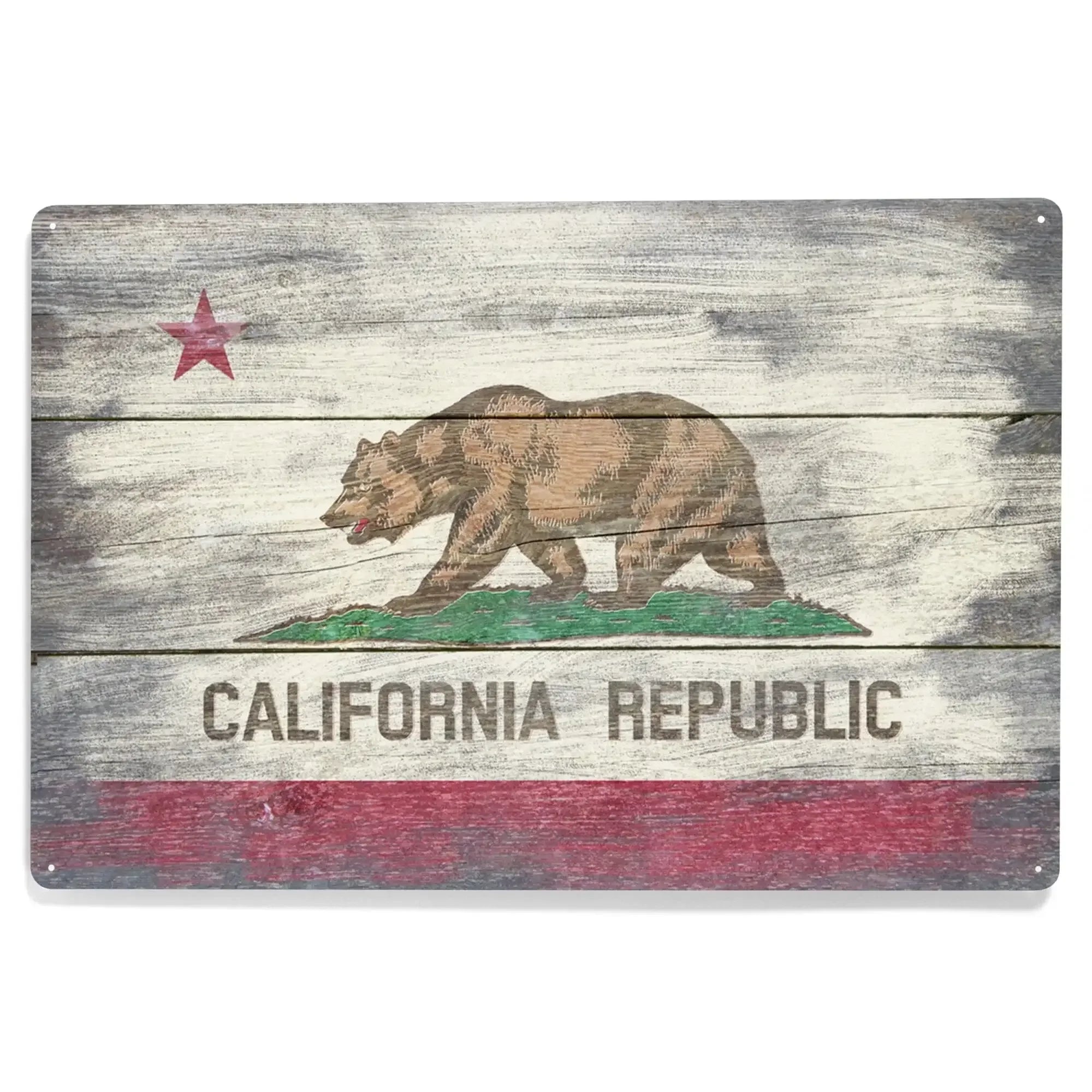 Rustic California State Flag metal signs – Lantern Press
