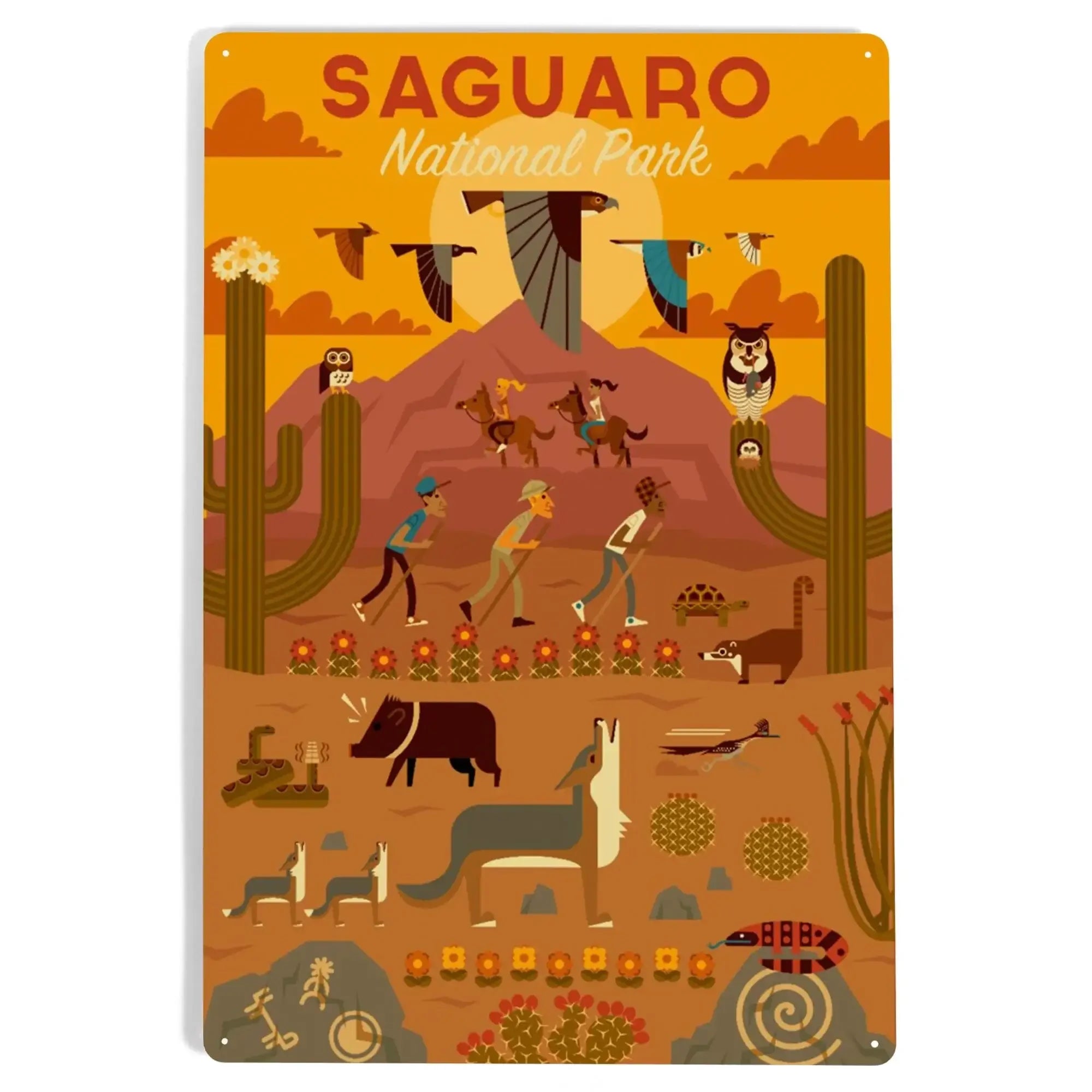Saguaro National Park, Arizona, Geometric National Park Series metal ...