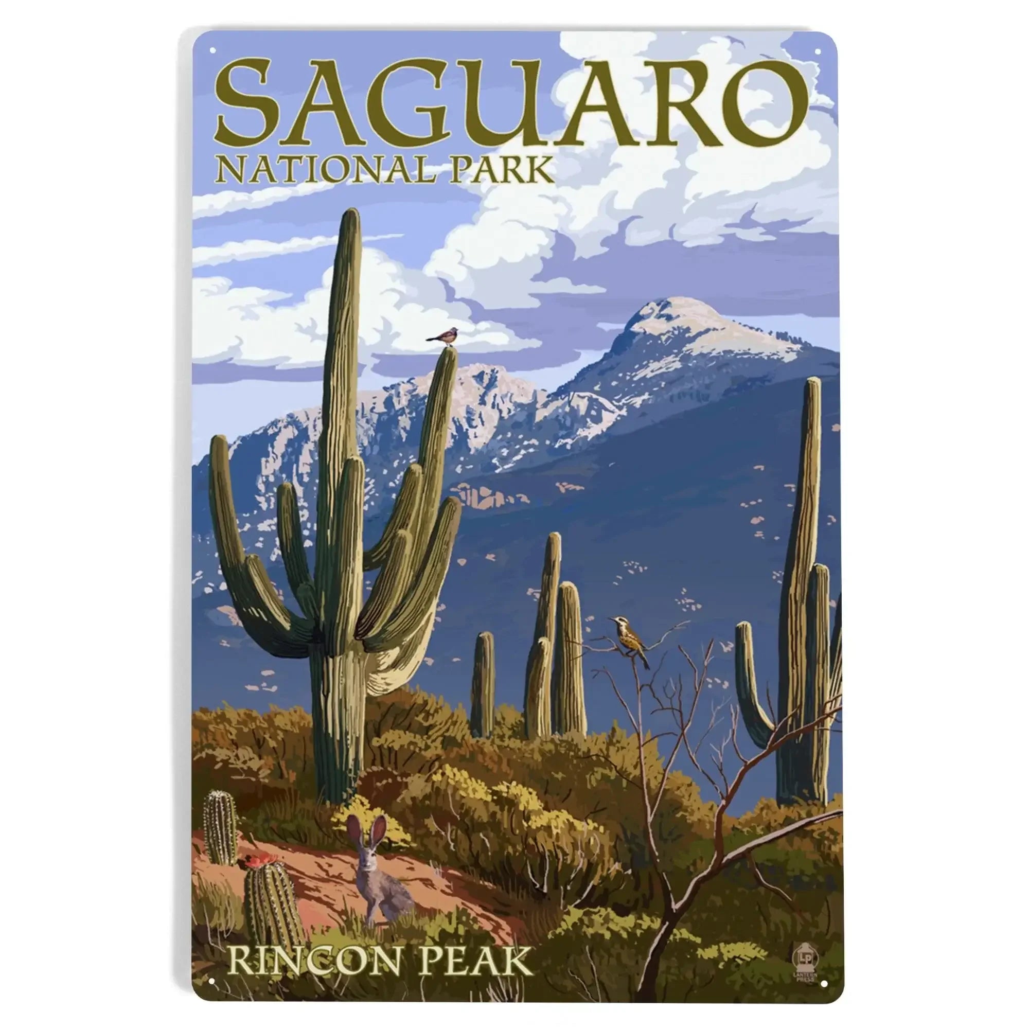Saguaro National Park, Arizona, Rincon Peak metal signs – Lantern Press