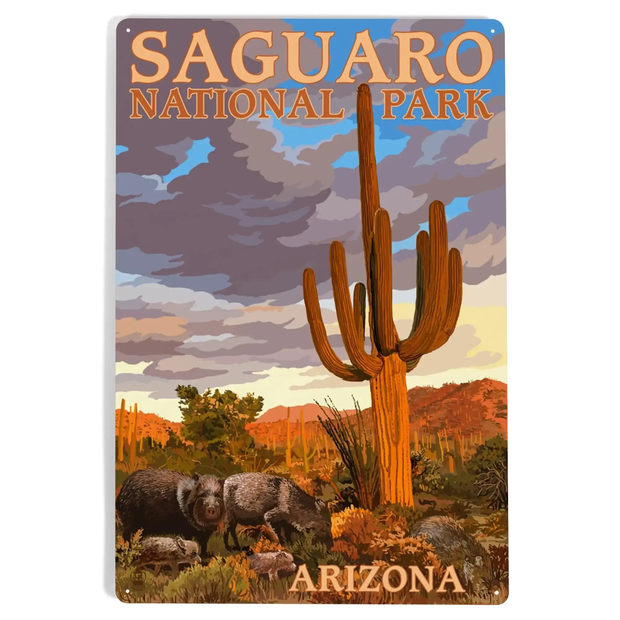 Saguaro National Park, Javelina metal signs – Lantern Press