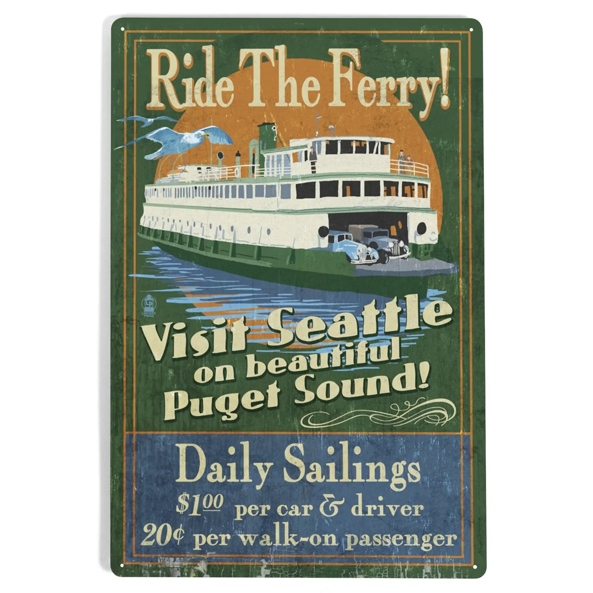 Seattle, Washington, Ferry Vintage Sign art prints, metal signs ...