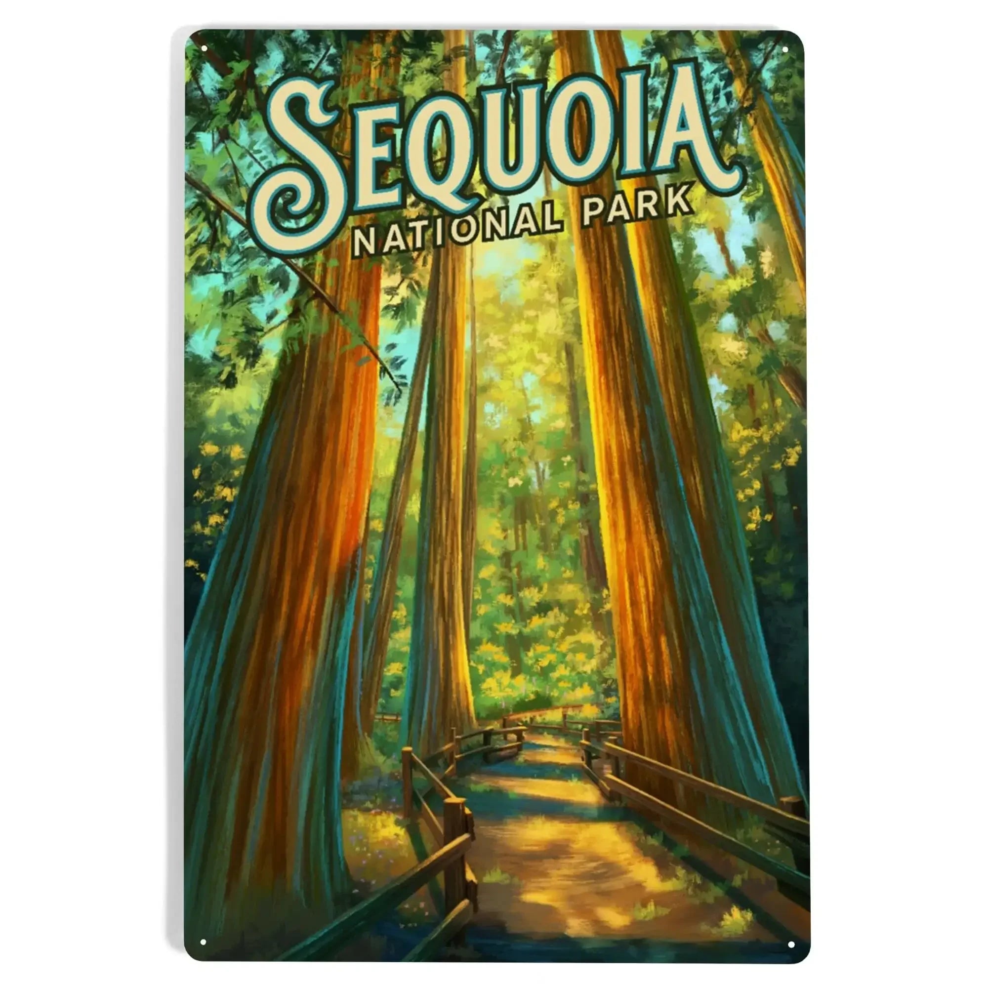Sequoia National Park, California, Oil Painting metal signs – Lantern Press