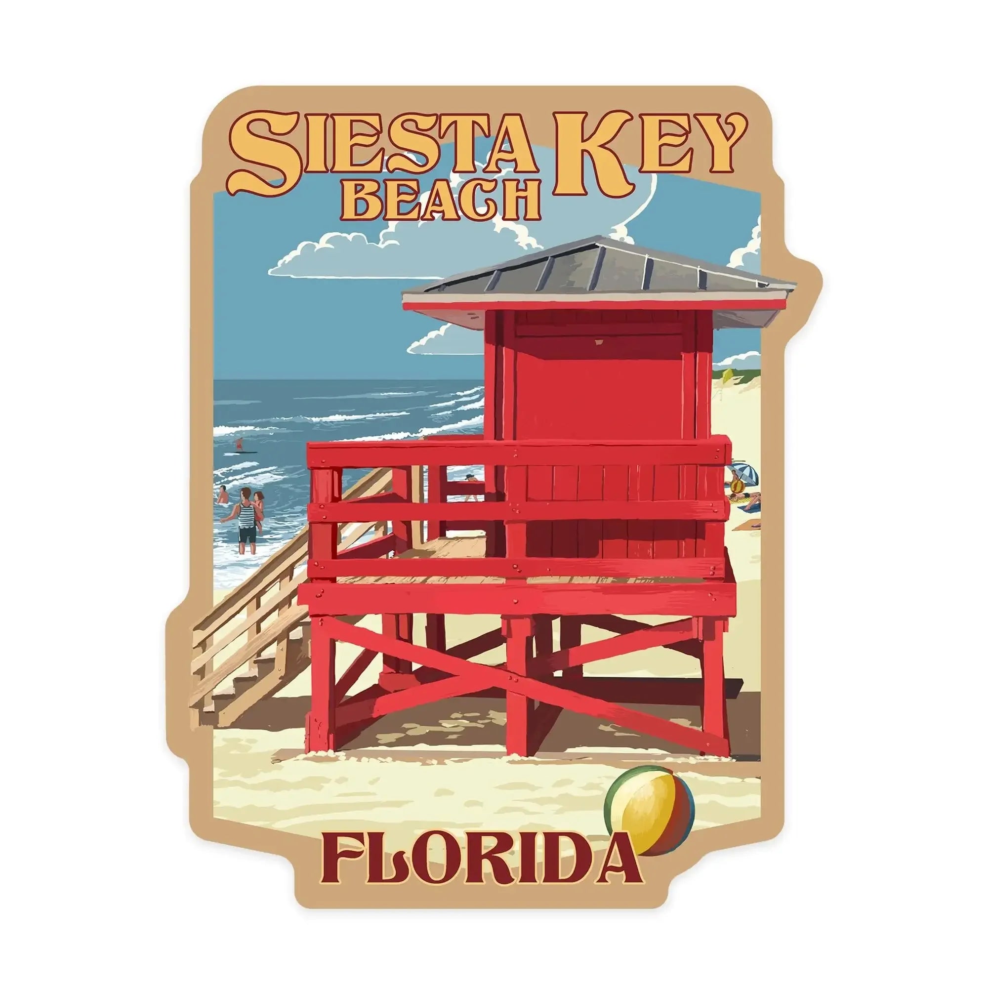 Siesta Key, Florida, Painterly, Lifeguard Stand, Contour, outdoor vinyl ...