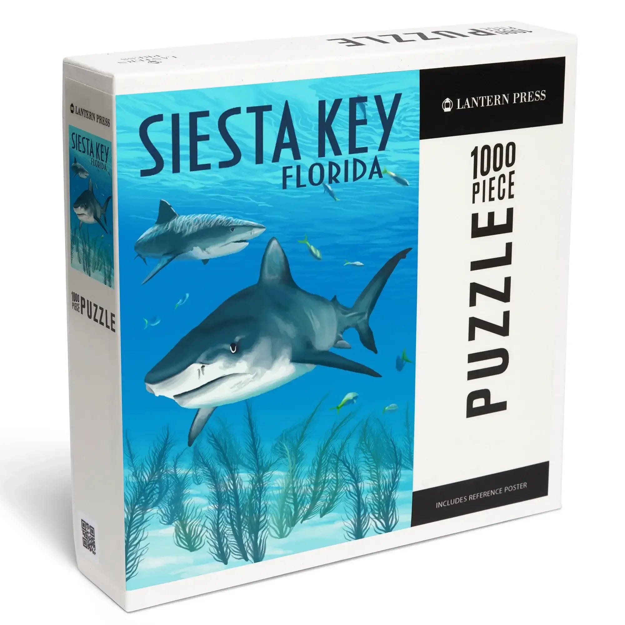 Siesta Key, Florida, Sharks, 1000 piece jigsaw puzzle – Lantern Press