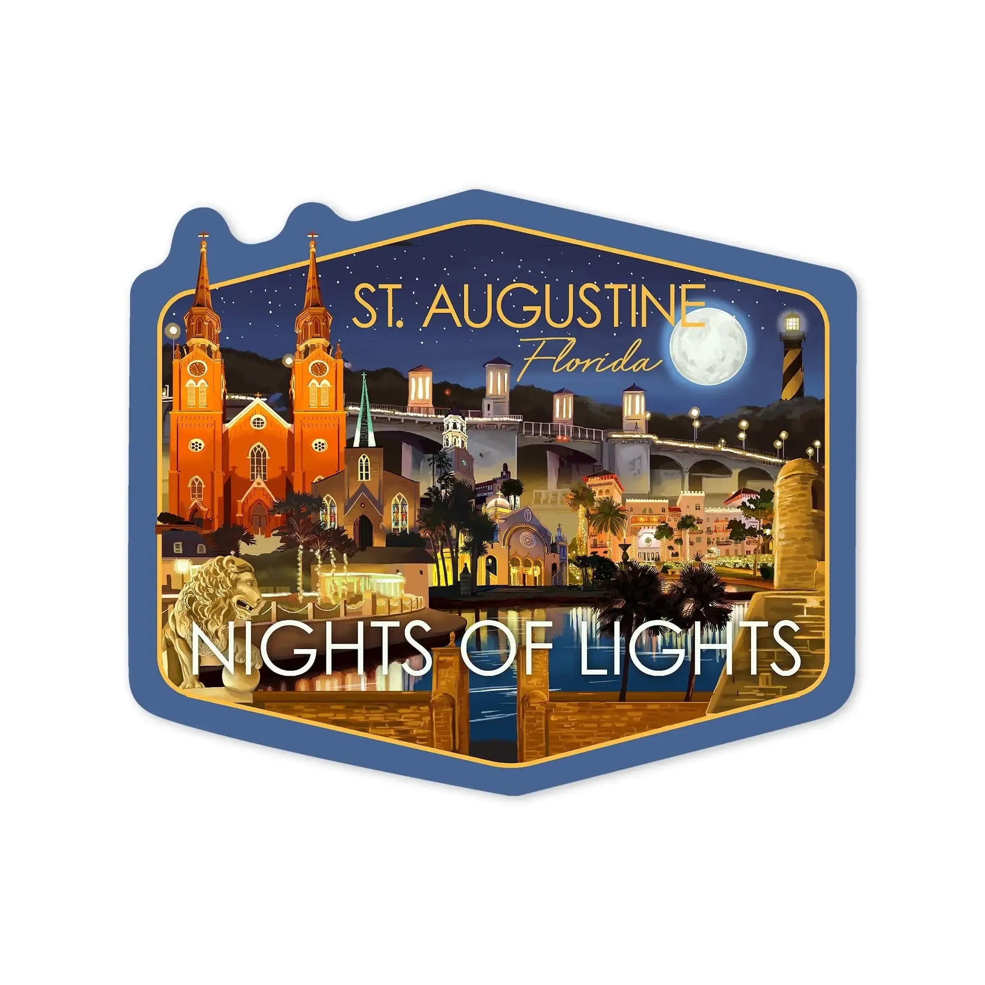 St. Augustine, Florida, Night Scene, Contour, outdoor vinyl stickers ...