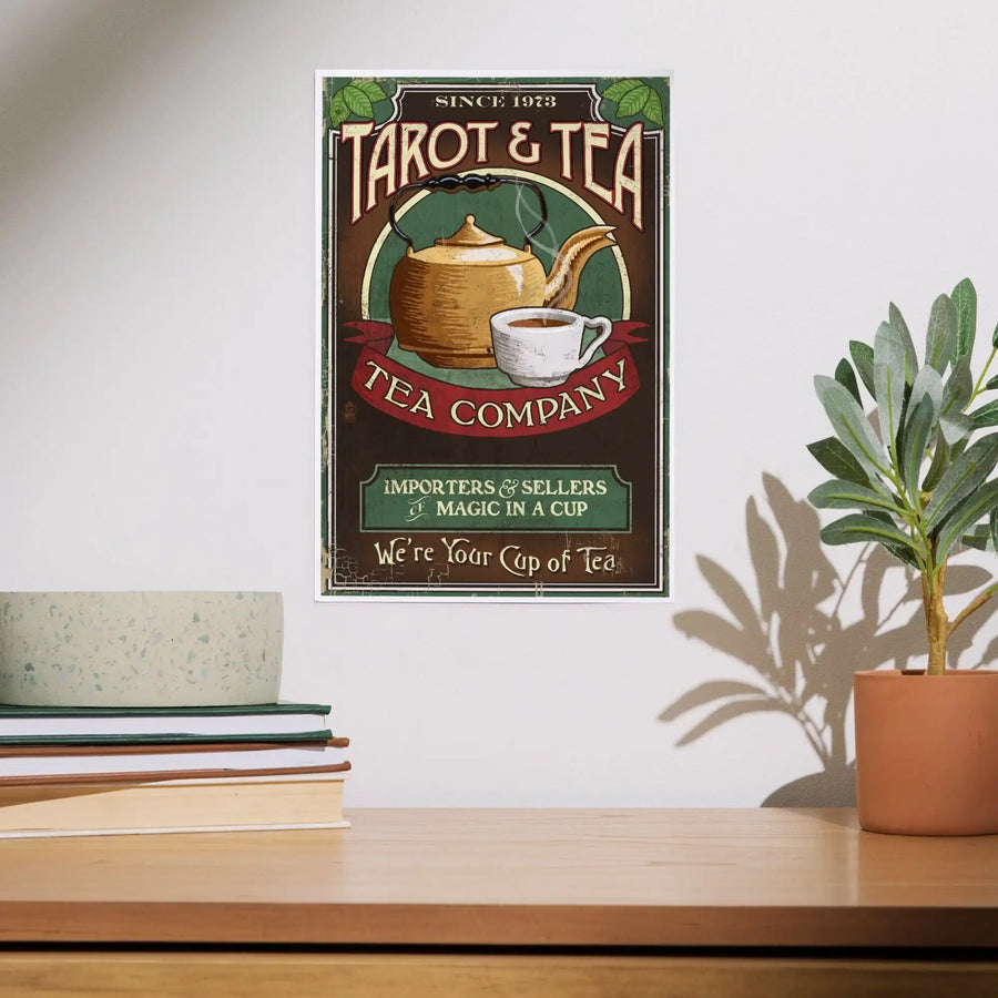 Tarot and Tea, Vintage Sign art prints, metal signs – Lantern Press
