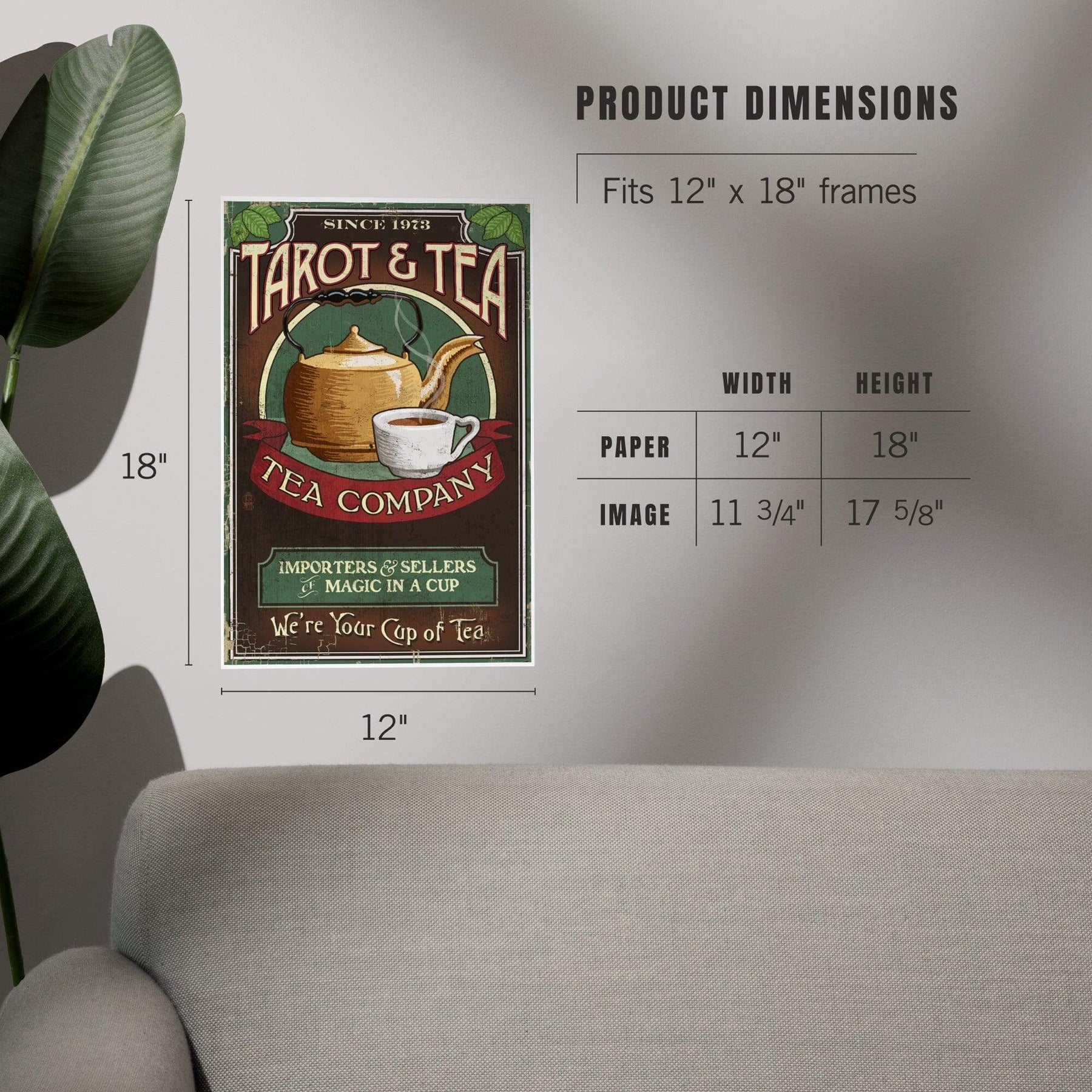 Tarot and Tea, Vintage Sign art prints, metal signs – Lantern Press