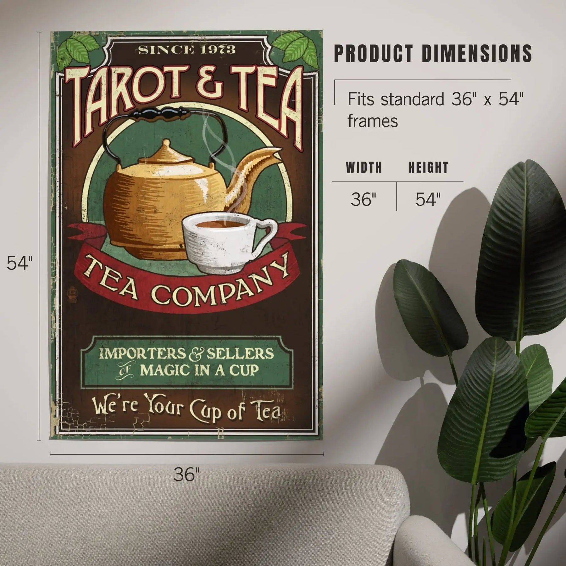 Tarot and Tea, Vintage Sign art prints, metal signs – Lantern Press