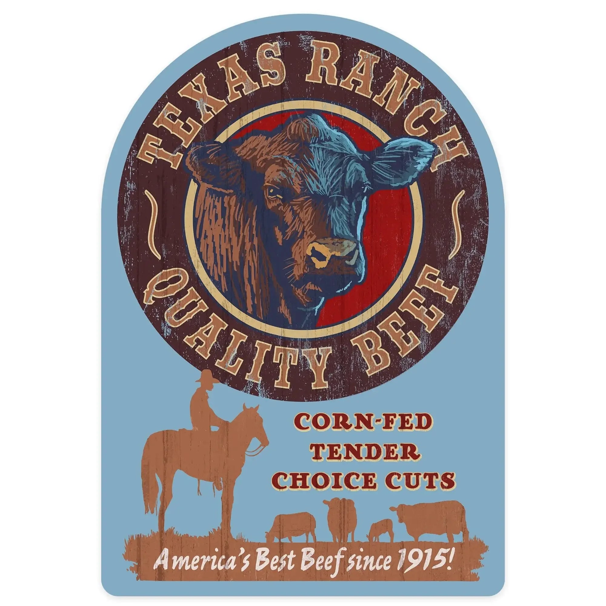 Texas, Cattle Ranch Vintage Sign, Contour, outdoor vinyl stickers ...