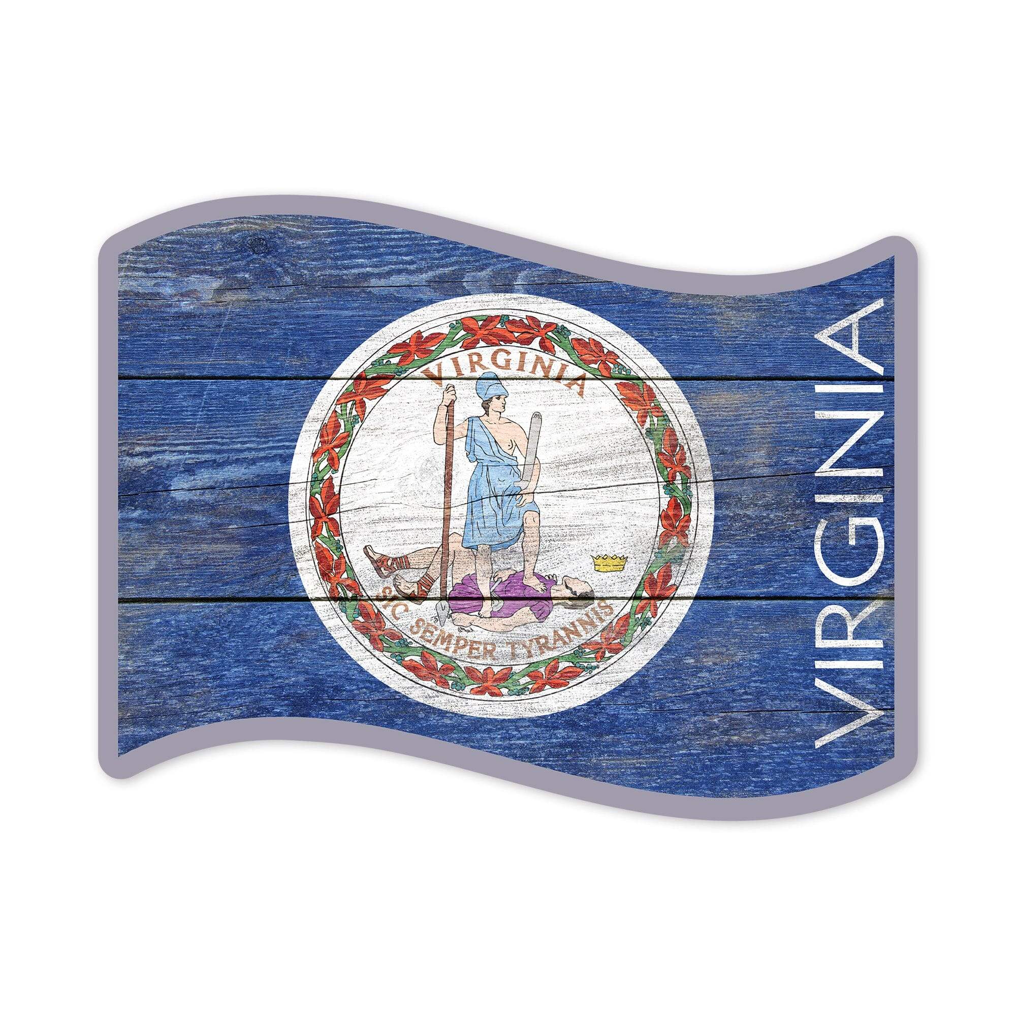 Virginia, State Flag, Rustic, Contour, outdoor vinyl stickers – Lantern ...
