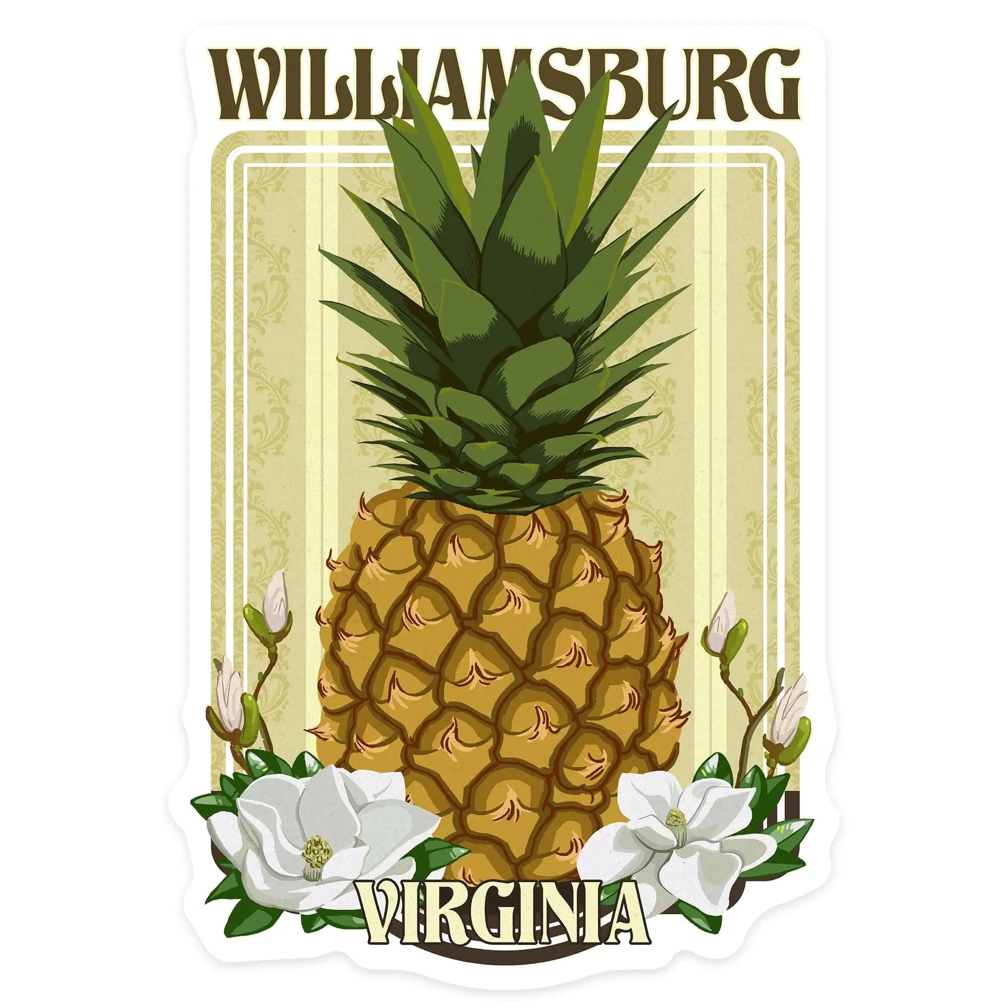 Williamsburg, Virginia, Colonial Pineapple, Contour, outdoor vinyl ...