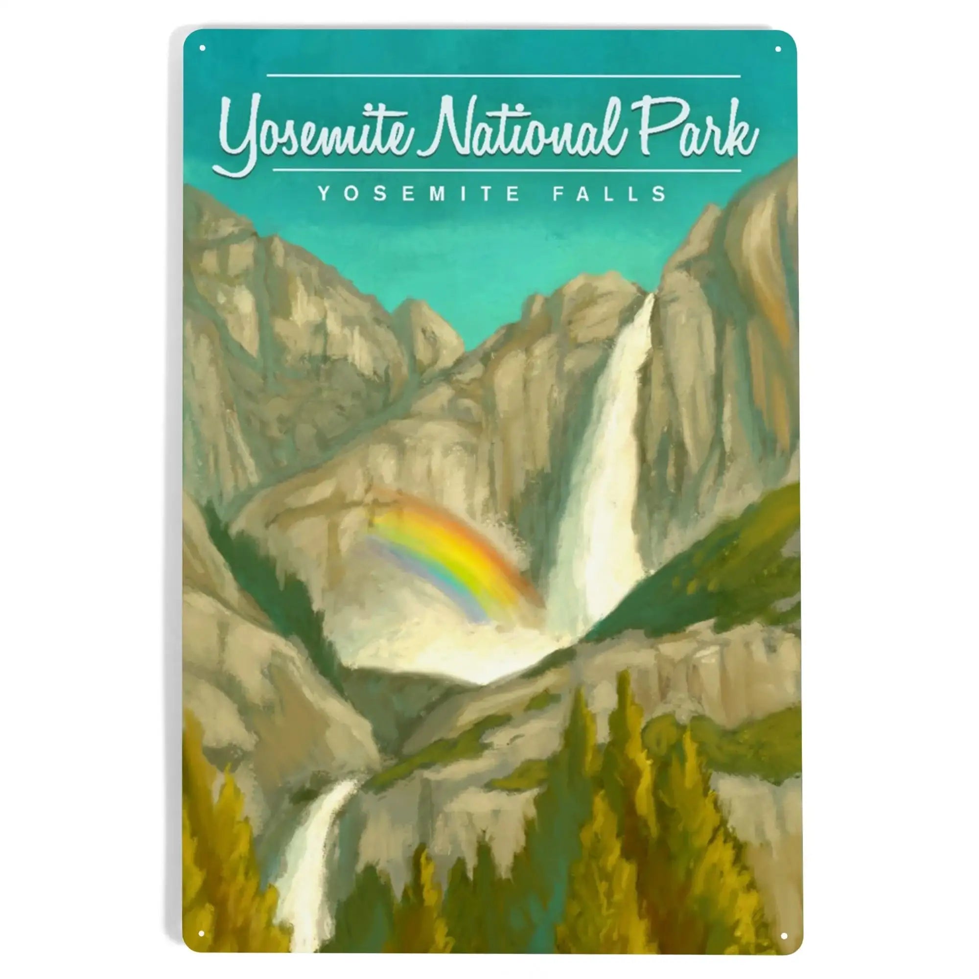 Yosemite National Park, California, Yosemite Falls and Rainbow metal ...