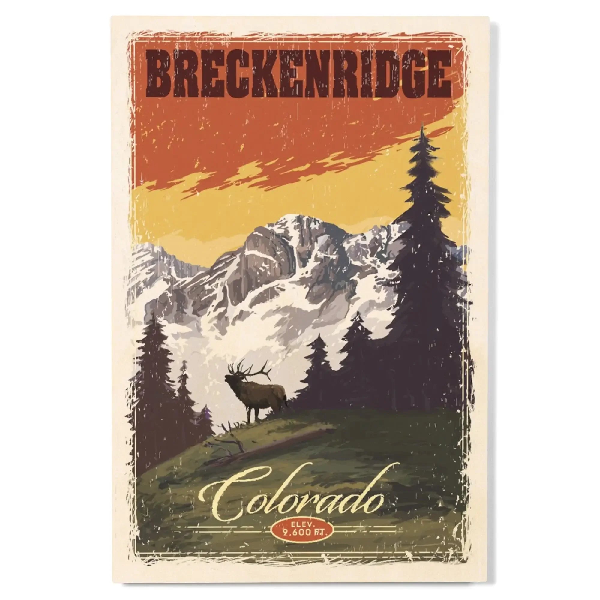 Breckenridge, Colorado, Mountain, Trees, & Elk, Lantern Press Artwork ...