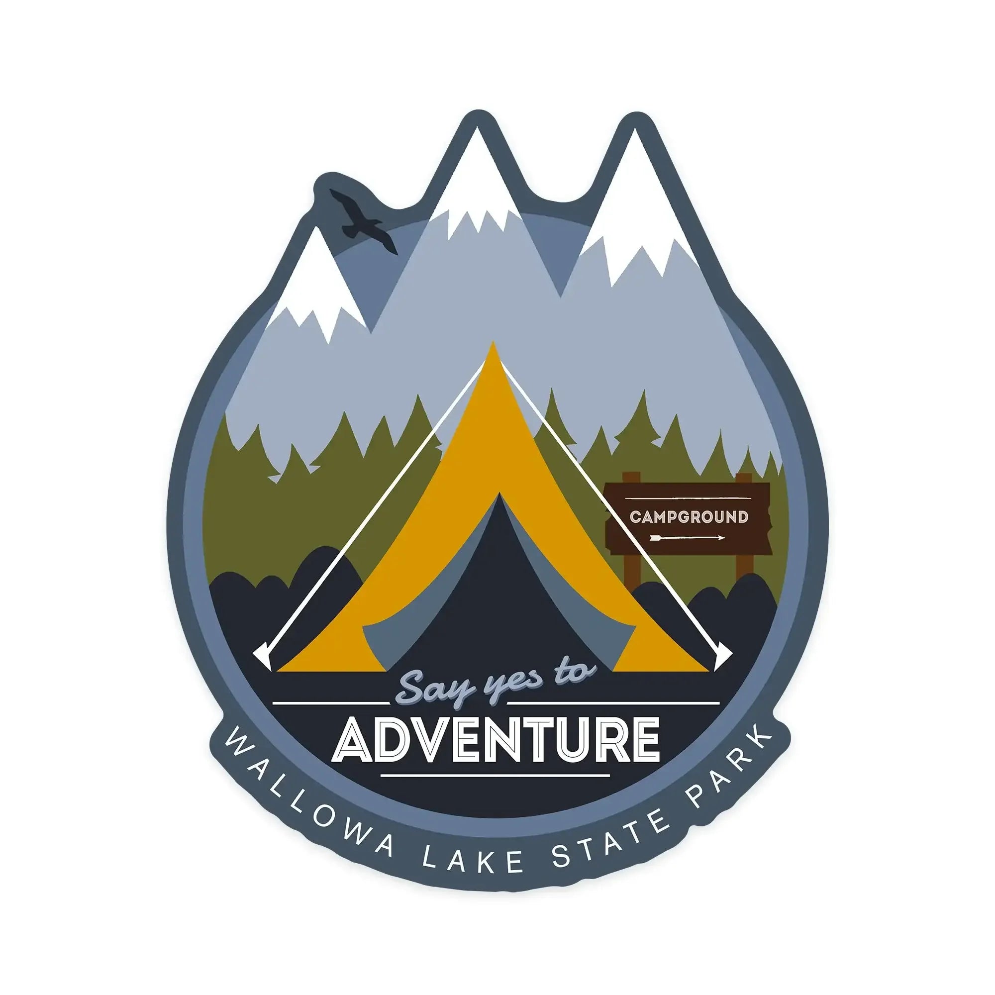 Wallowa Lake State Park, Oregon, Yes to Adventure, Tent, Vector, Conto ...